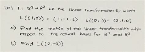 Solved Let L R 2 Rightarrow R 3 Be The Linear Chegg Com
