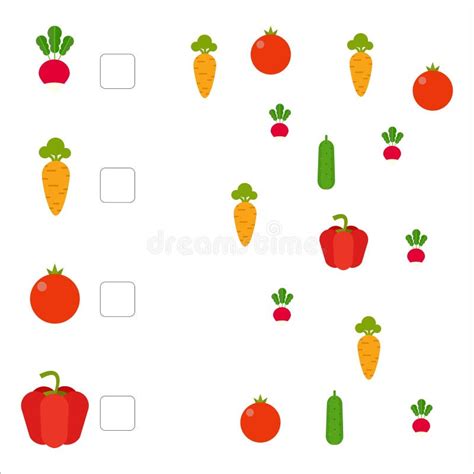 Web Fun Math How Many Vegetables Are There Stock Vector Illustration Of Learning Mathematics