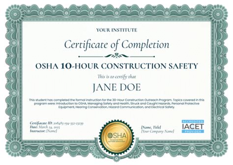 Free Osha Certificate Templates Edit With Certifier 1 On G2
