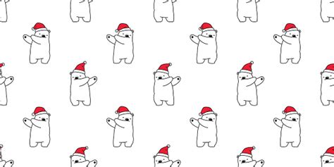 곰 원활한 패턴 크리스마스 벡터 Dab 댄스 산타 클로스 모자 스카프 고립 만화 반복 벽지 타일 배경 일러스트 낙서 디자인 개에 대한 스톡 벡터 아트 및 기타 이미지