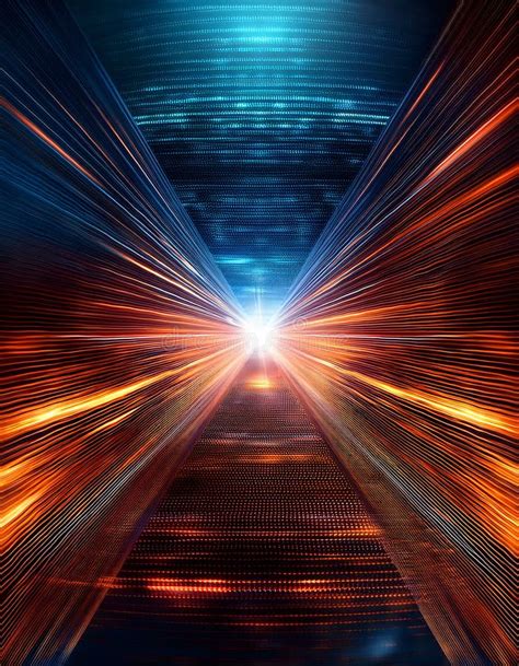 Abstract Image With Flowing Lines Of Light In Blue And Orange Creating A Dynamic And Energetic