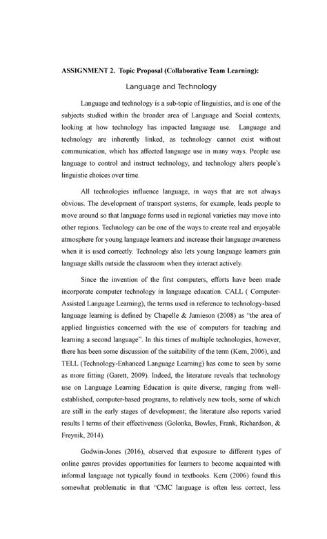 Assignment Topic Proposal Assignment 2 Topic Proposal Collaborative