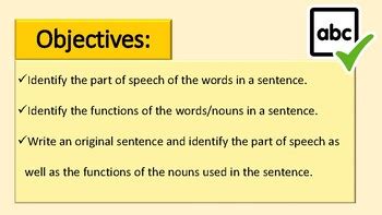 Noun Functions In A Sentence By E Learning Services TPT