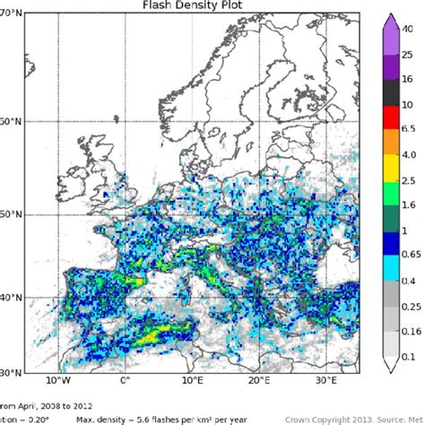 Detected Lightning Flash Density For April Download Scientific Diagram