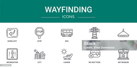 왼쪽 아래 정지 버스 고전압 옷걸이 정보 보고서 프리젠 테이션 다이어그램 웹 디자인 모바일 앱을위한 도시 벡터 아이콘과 같은 10 개의 개요 웹 길 찾기 아이콘 세트 0명에