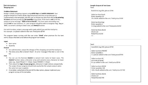 Solved Ksci 251 Section 1 Shopping Cart Problem Statement