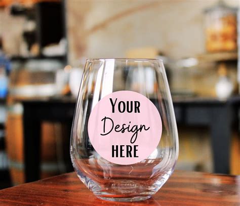 Wine Glass Mockup Stemless Wine Glass Mock Up Glass Mockup Clear