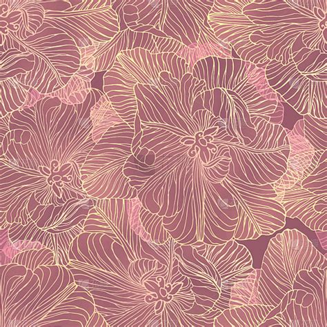 美丽的郁金香彩绘无缝图案。精致的黄色郁金香花瓣与纹理在粉红色的背景。抽象的花卉艺术