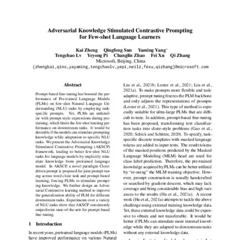 adversarial knowledge stimulated contrastive prompting for few shot