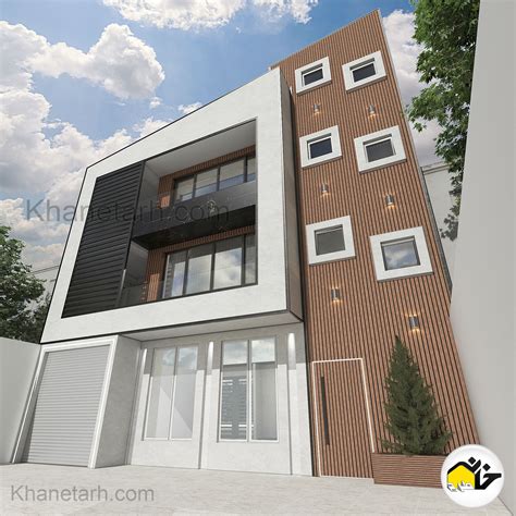 نمای ساختمان سه طبقه لوکس نمای مدرن ساده