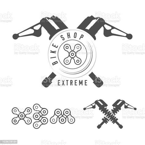 자전거가 게 익 스 트림 자전거 엠 블 럼 자전거 체인 기호 X 교차 후면 충격 흡수에 의하여 이루어져 있다 벡터 일러스트 레이