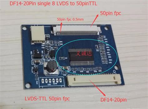 20Pin Single 8 LVDS To 50pin TTL Interface EJ080NA05A LCD LVDS TTL Adapter Board In Screens From