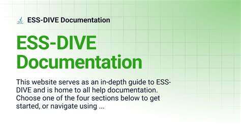 Ess Dive Documentation Ess Dive Documentation