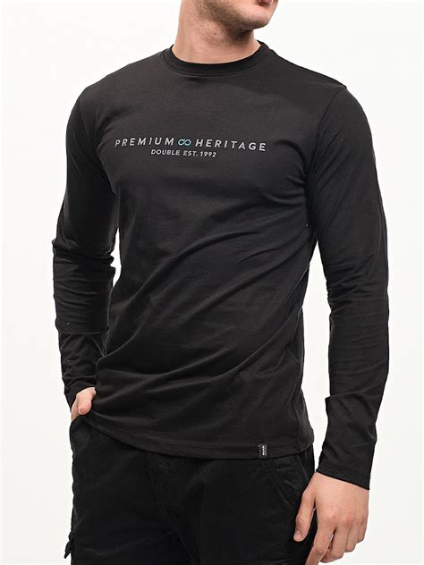 Μπλούζα Double Ts 9072 Μαύρο Funkyman Ανδρικά Ρούχα Αξεσουάρ Παπούτσια