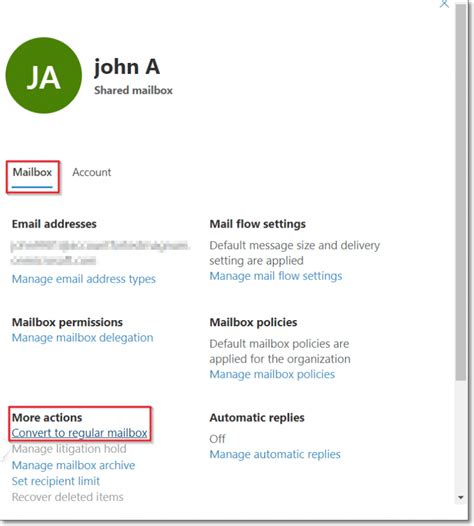 convert a user mailbox to shared mailbox in office 365