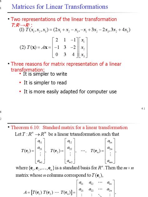 L6 L7 Matrices For Linear Transformations Pdf Matrix Mathematics