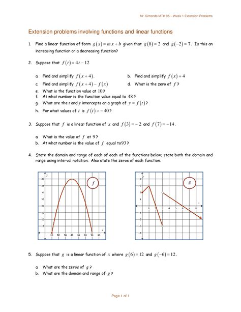 Extension Problems Linear Functions And Function Values Assignments
