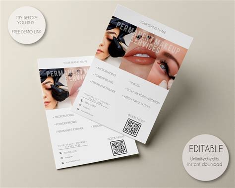 Editable Permanent Makeup Flyer Template Custom Pmu Promotional Flyer