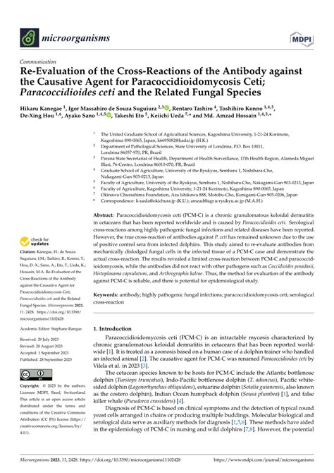 Pdf Communication Re Evaluation Of The Cross Reactions Of The Antibody Against The Causative