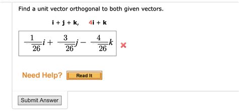 solved find a unit vector orthogonal to both given vectors