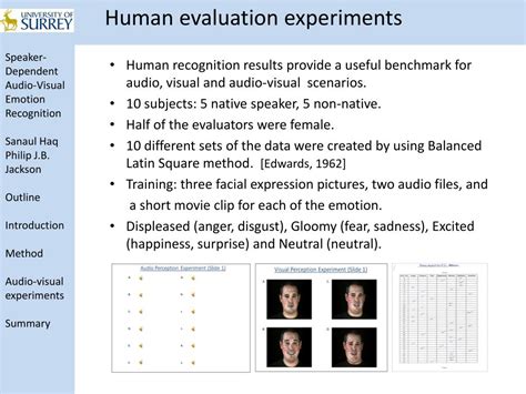 Ppt Speaker Dependent Audio Visual Emotion Recognition Powerpoint Presentation Id5701967