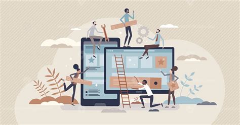 Ui And Ux Design For Website Development Tiny Person Neubrutalism Concept Vectormine