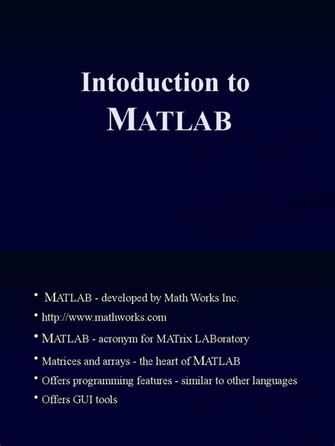 Intoduction To Atlab Pdf Matlab Matrix Mathematics
