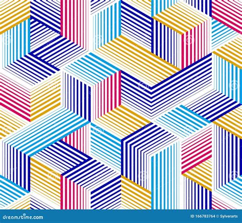 Seamless Isometric Lines Geometric Pattern 3d Cubes Vector Tiling Background Architecture And