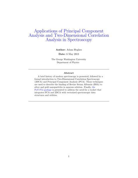 Pdf Applications Of Principal Component Analysis And Two Dimensional Correlation Analysis In
