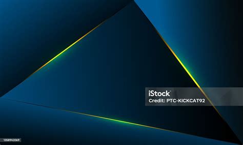추상 적인 파란색 다각형 삼각형은 골든 라인과 조명 효과 고급 스타일로 패턴 배경을 형성합니다 일러스트 벡터 디자인 디지털 기술