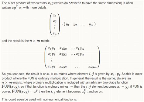 Matrix How Does Outer Product Work In R Stack Overflow