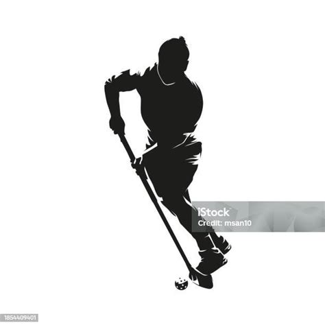 플로어볼 활동적인 여성 여성 Floorball 선수 고립된 벡터 실루엣 Championship에 대한 스톡 벡터 아트 및 기타 이미지 Championship 검은색