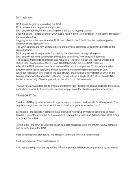 Dna Replication Dna Replication Dna Ligase Begins By Unwinding The Dna Rna Primase Then