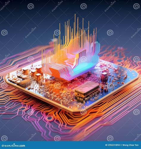 Futuristic Microchip Architecture Connection 3d Illustration Stock