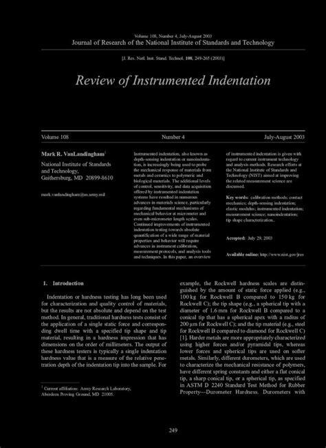 Pdf Review Of Instrumented Indentation Dokumentips