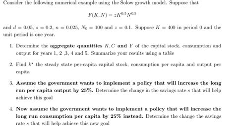 Solved Consider The Following Numerical Example Using The