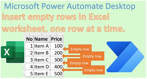 Insert Empty Rows In Excel Worksheet One Row At A Timepower Automate