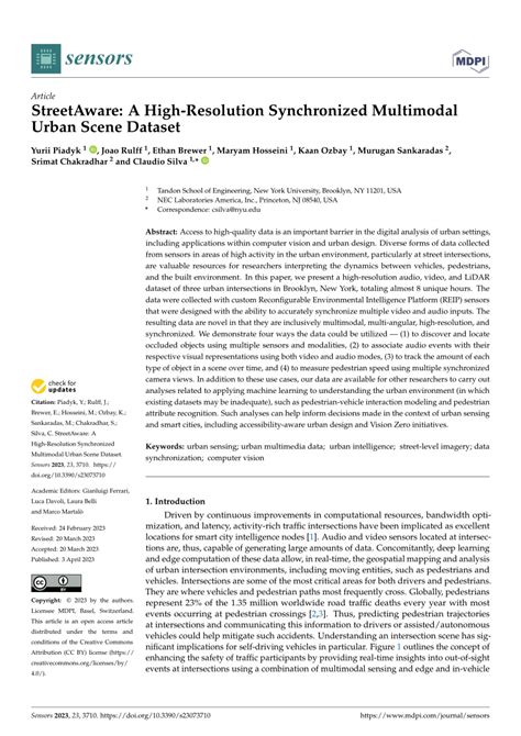 Pdf Streetaware A High Resolution Synchronized Multimodal Urban Scene Dataset