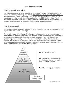 RtI Specialist Participation Parent Permission Form By PamelaSLP