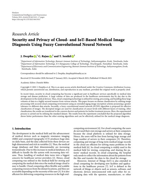 Pdf Security And Privacy Of Cloud And Iot Based Medical Image