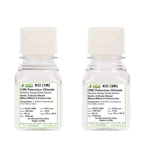 Potassium Chloride Solution 1 0 M And 2 0 M Molecular Biology Grade KCl Solution Med