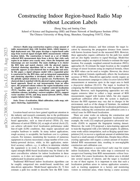 Pdf Constructing Indoor Region Based Radio Map Without Location Labels