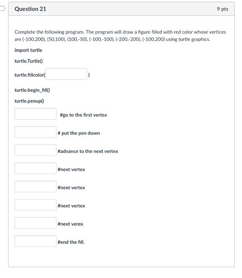 Solved Complete The Following Program The Program Will Draw