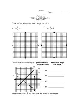 Linear Equations Practice Test By Vanessa Moon TpT