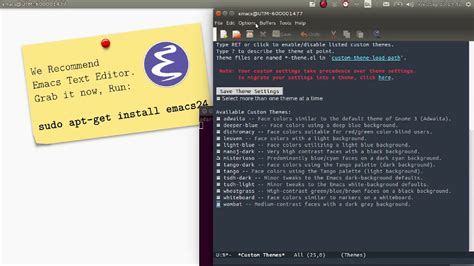 Emacs Tutorial 2 Customization Of Themes And Linum Mode Youtube
