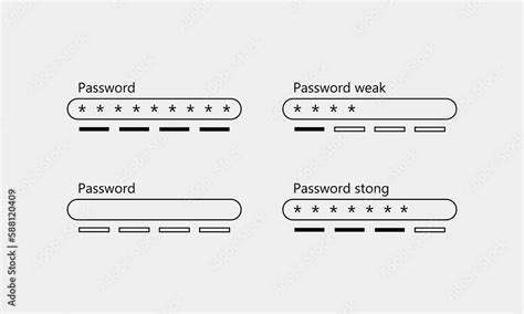 Forget Password Interface Secure Lock Key Weak And Strong Password On Menu Interface Vector