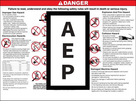 genie 28166 safety label danger safety rules aerial lift decals