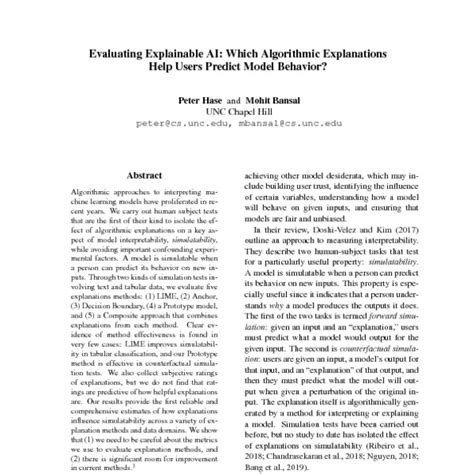 Evaluating Explainable Ai Which Algorithmic Explanations Help Users Predict Model Behavior