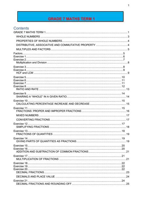 Grade 7 Mathematics Term 1 Notes 14963
