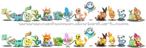 All Pokemon Starters Shiny By Cachomon On Deviantart